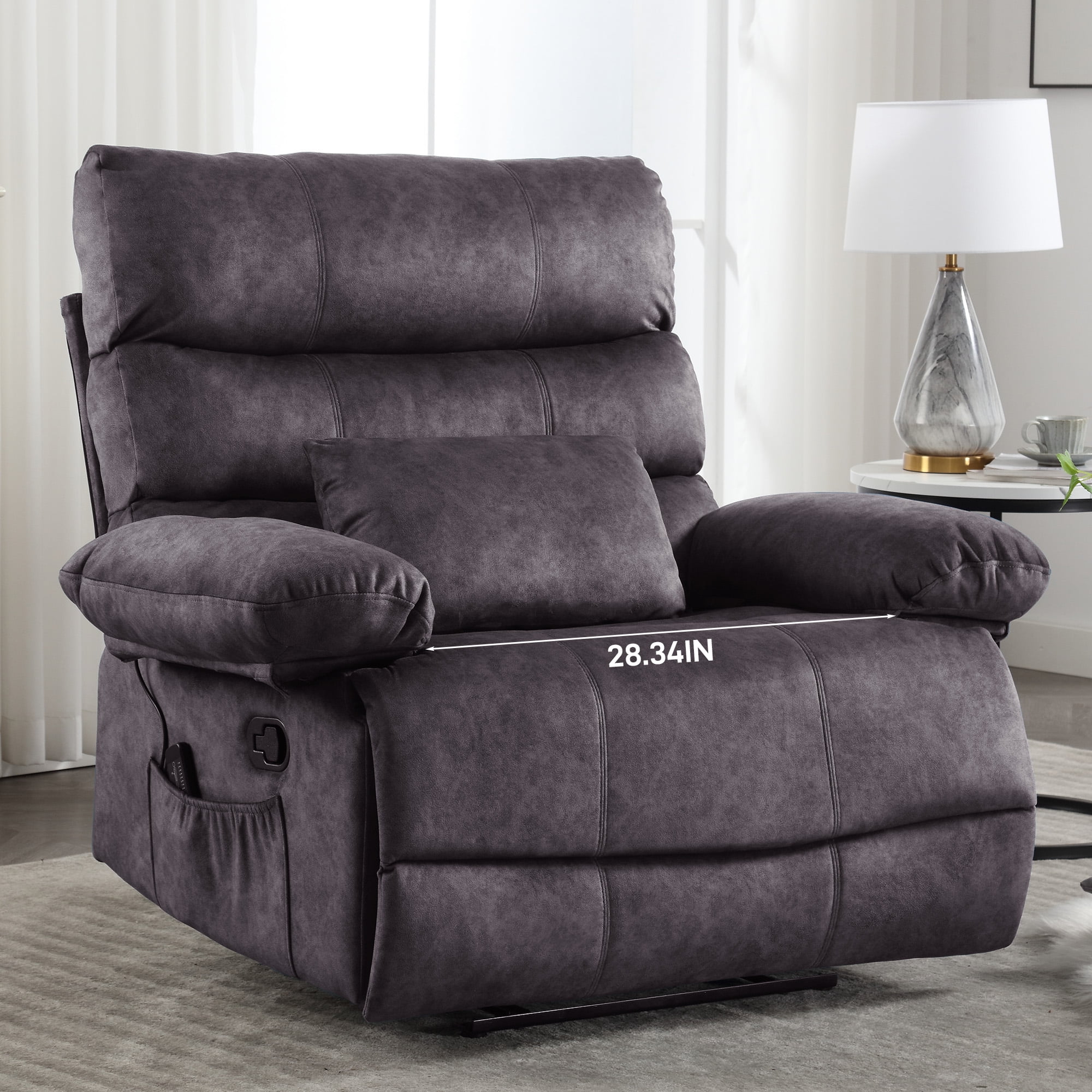 HOMYEDAMIC Oversized Recliner Chair, Plus Size 28 inch Large Wide Seat ...