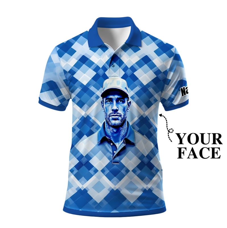 HOMYGIFTS Custom Golf Polo Shirt – Geometric Diamond Pattern with ...