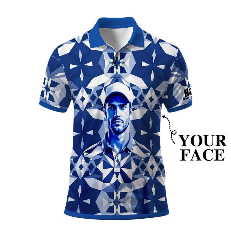 HOMYGIFTS Custom Golf Polo Shirt – Geometric Diamond Pattern with ...