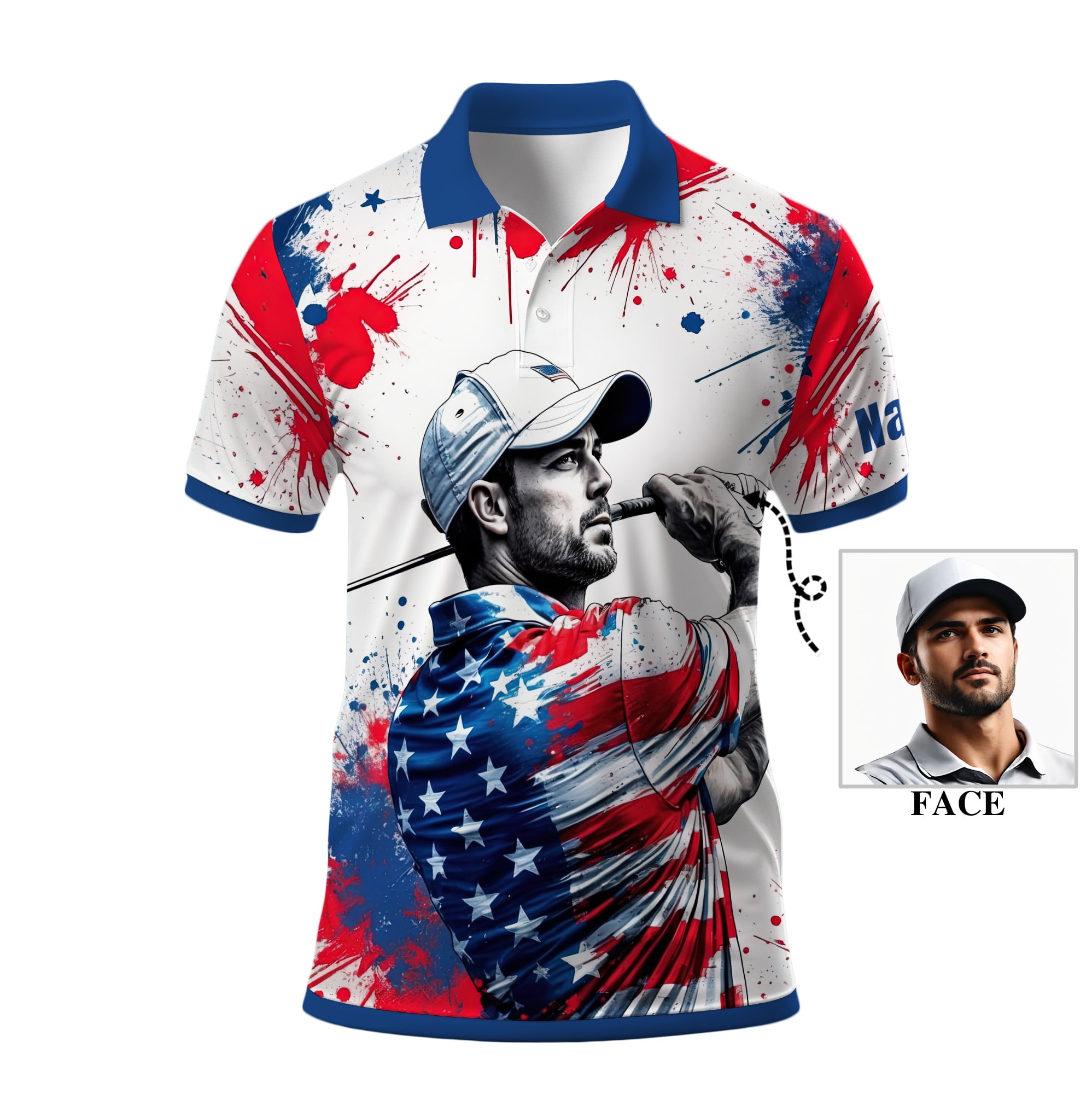 HOMYGIFTS Men’s Golf Polo – Custom Golfer Art with Colorful Mosaic ...