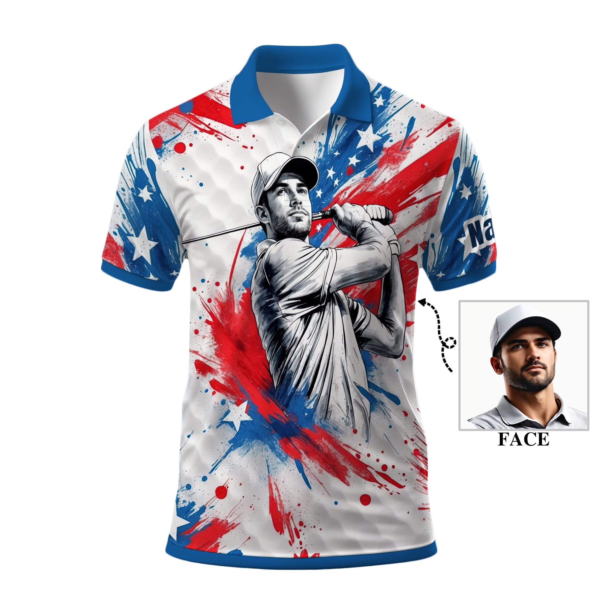 HOMYGIFTS Men’s Golf Polo – Custom Golfer Art with Colorful Mosaic ...