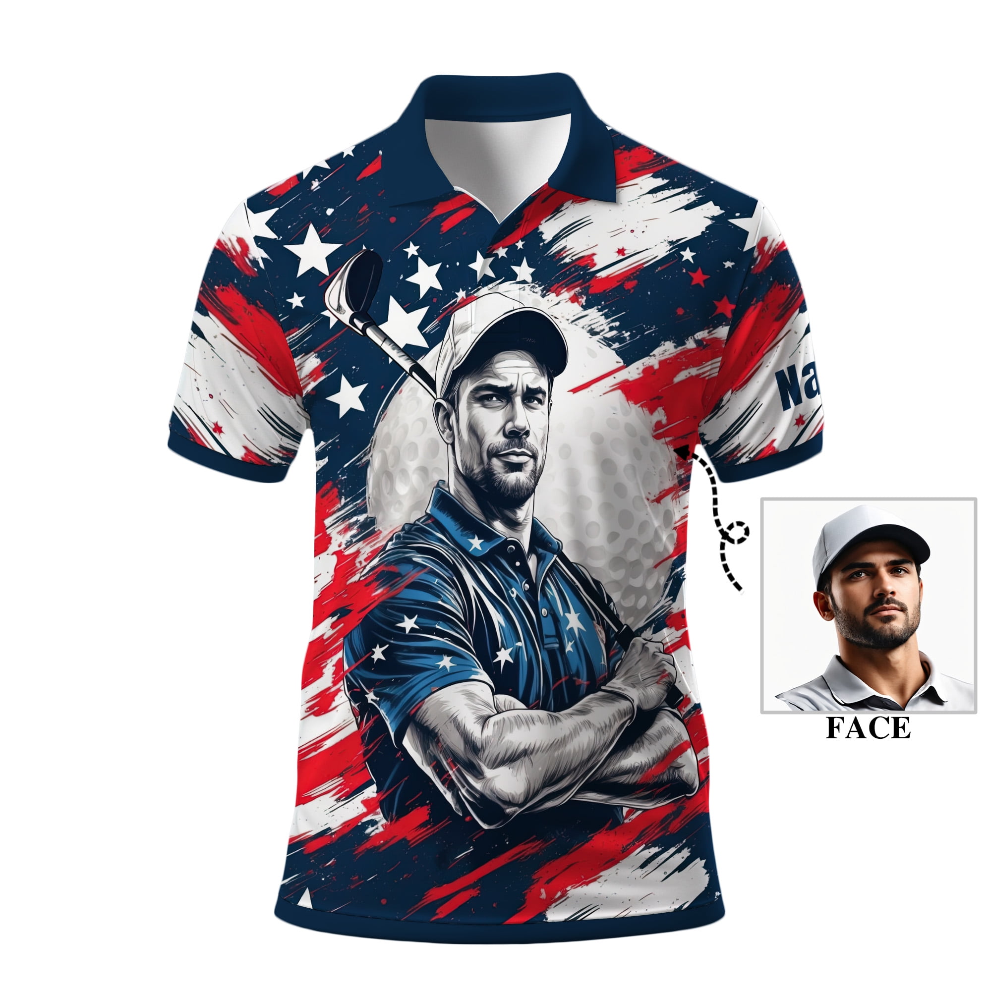 HOMYGIFTS Men’s Golf Polo – Custom Golfer Art with Colorful Mosaic ...