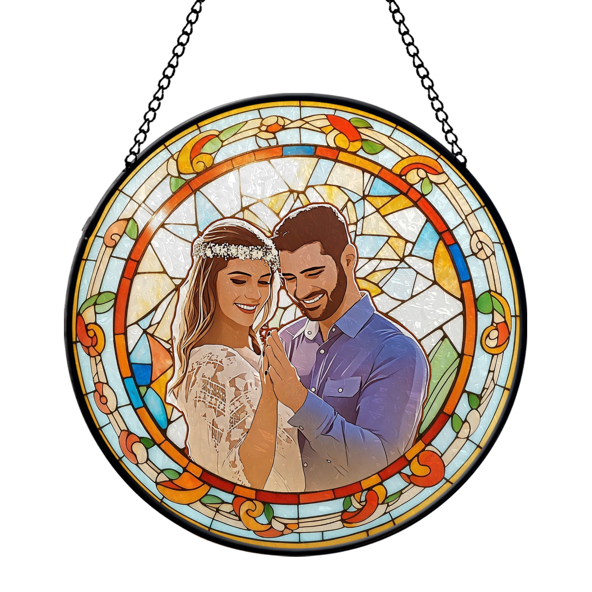 HOMYGIFTS Personalized Couple Suncatcher Stained Glass – 6 to 12 in ...