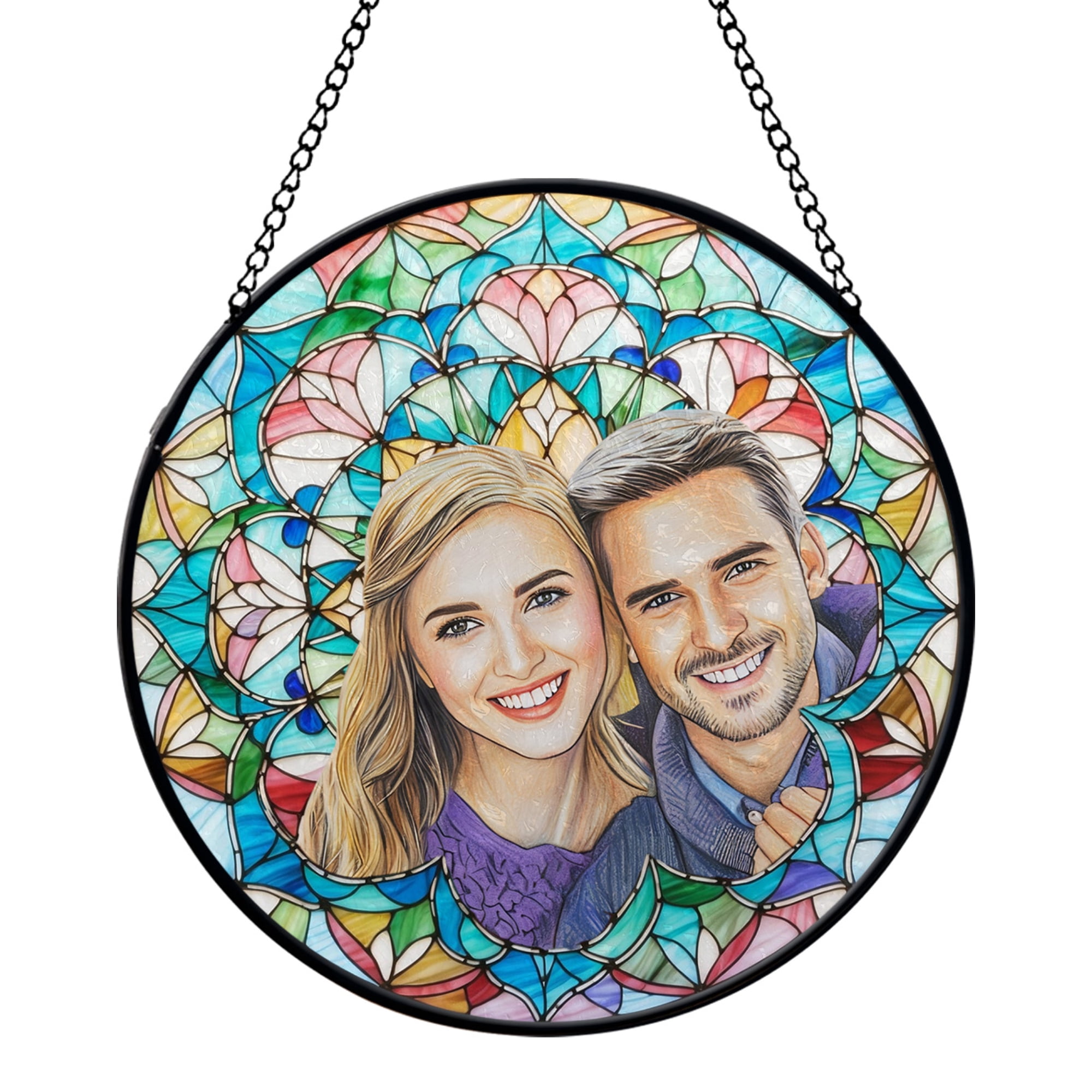 HOMYGIFTS Personalized Couple Suncatcher Stained Glass – 6 to 12 in ...
