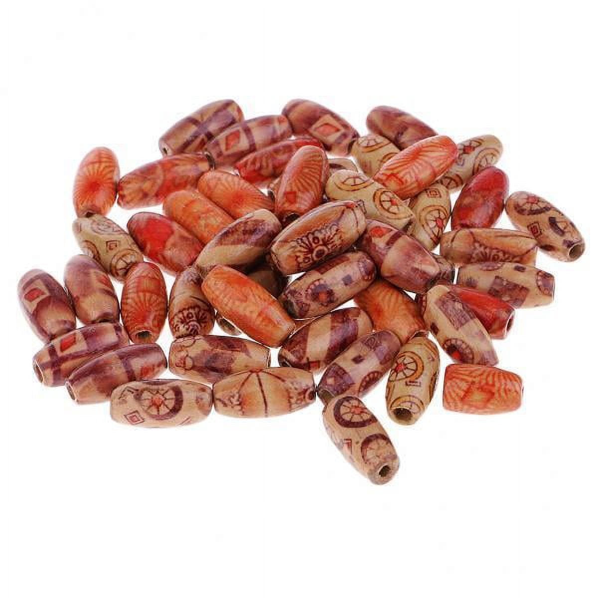 HOMYL 2-4 Packung 50 Pieces Vintage Printed Wooden Barrel Beads Large ...