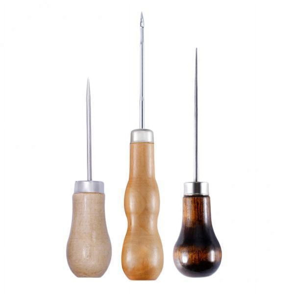 HOMYL 3-6pack 3pcs Wooden Handle Awl Leather Craft Stitching Awl DIY ...