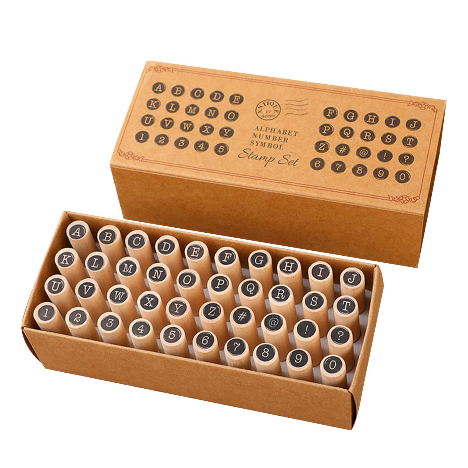 HOMYL 40 Pieces Alphabet Stamps Cylinder Seal Set for Arts Craft Card ...