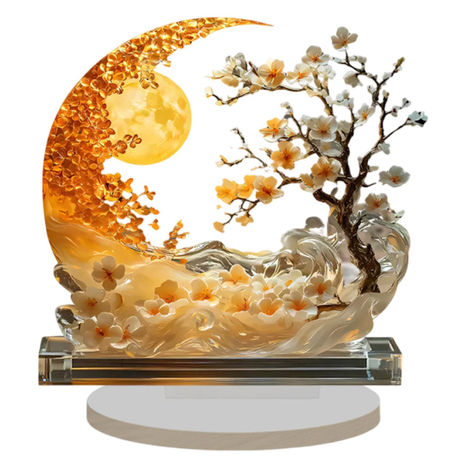 HOMYL Acrylic Moon Decoration 2D Artwork Centerpiece for Bedroom ...
