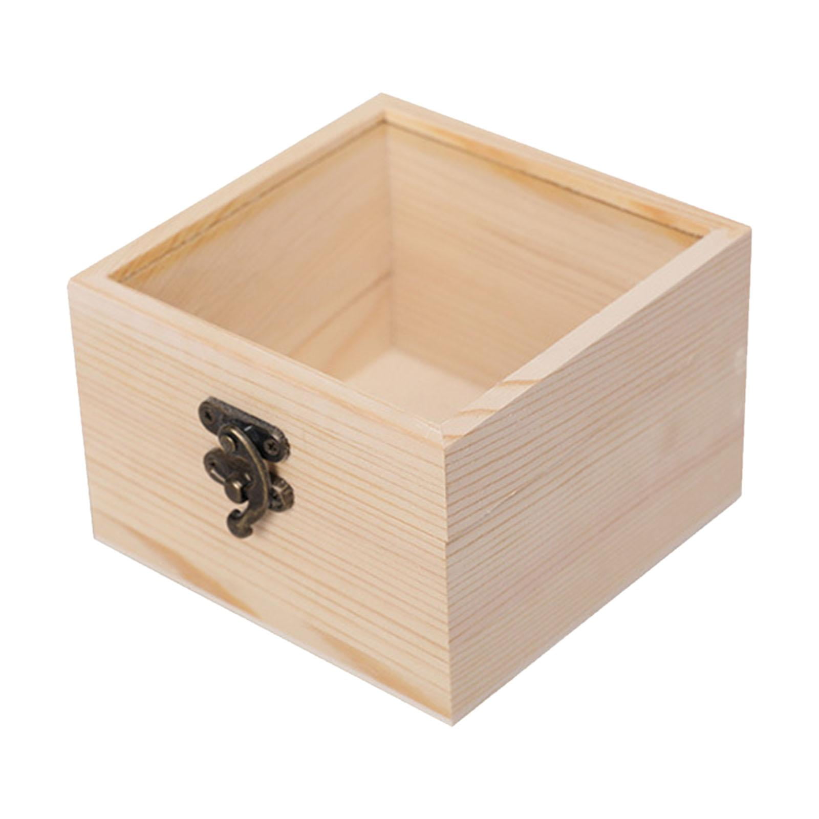 HOMYL Wooden Box Jewelry Display Case DIY with Hinged Glass Lid Wedding ...