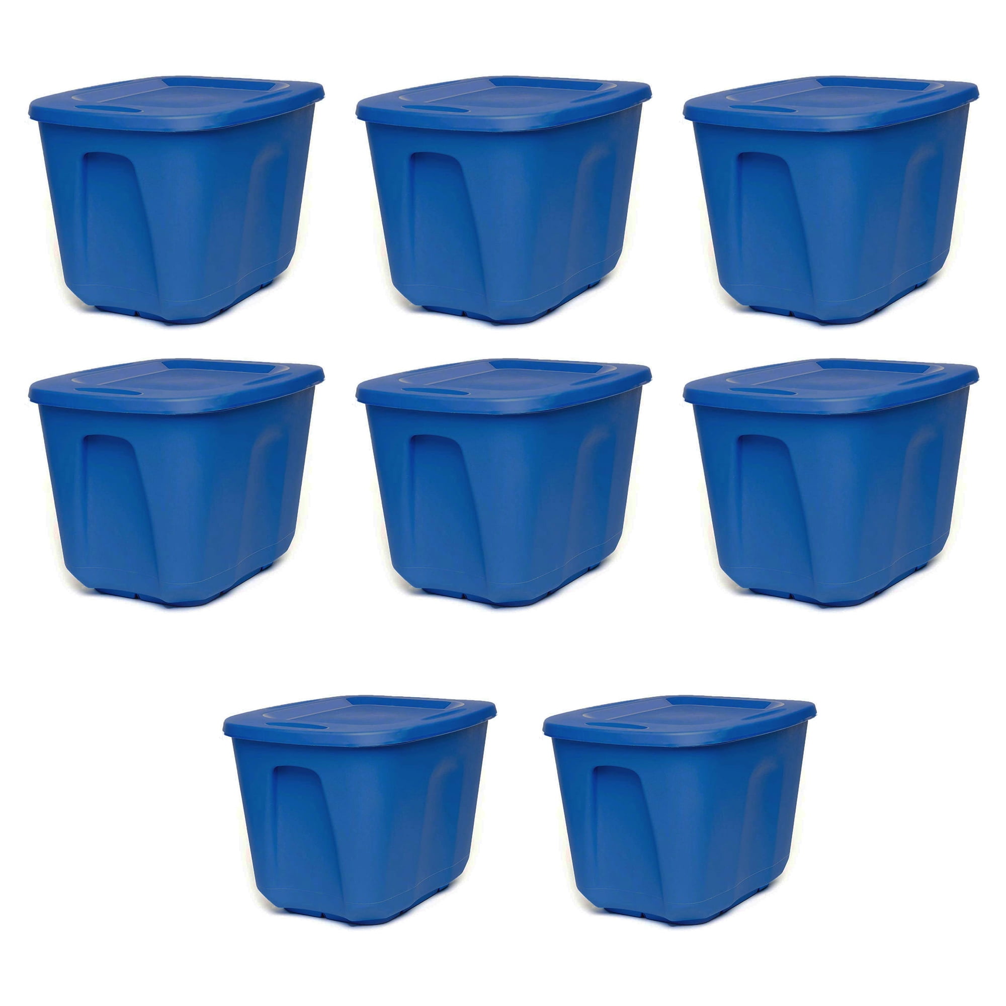HOMZ 10-Gallon Heavy Duty Plastic Storage Container, Capri Blue (8 Pack ...