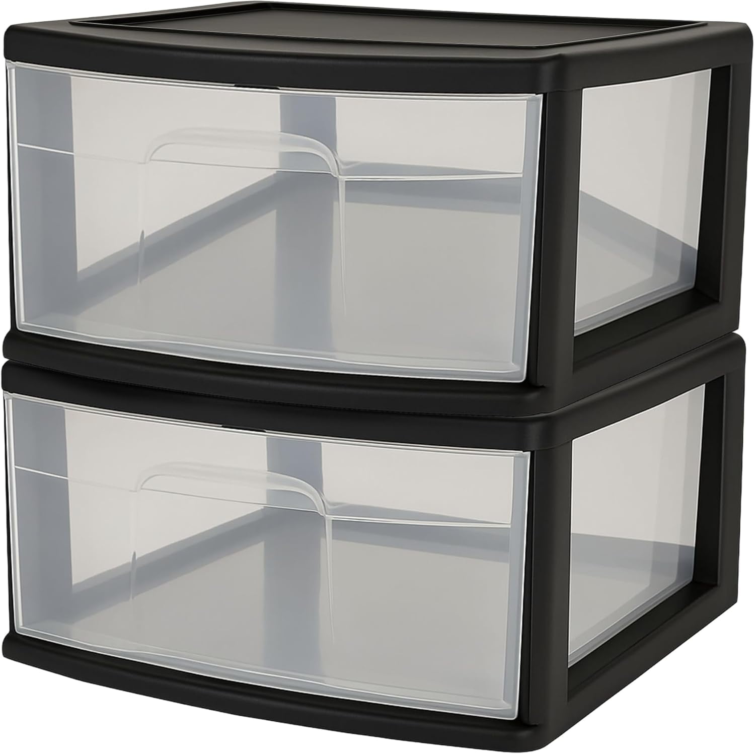 HOMZ 2-Pack 1-Drawer Storage Cart, Clear Plastic Container, 15" Wide ...