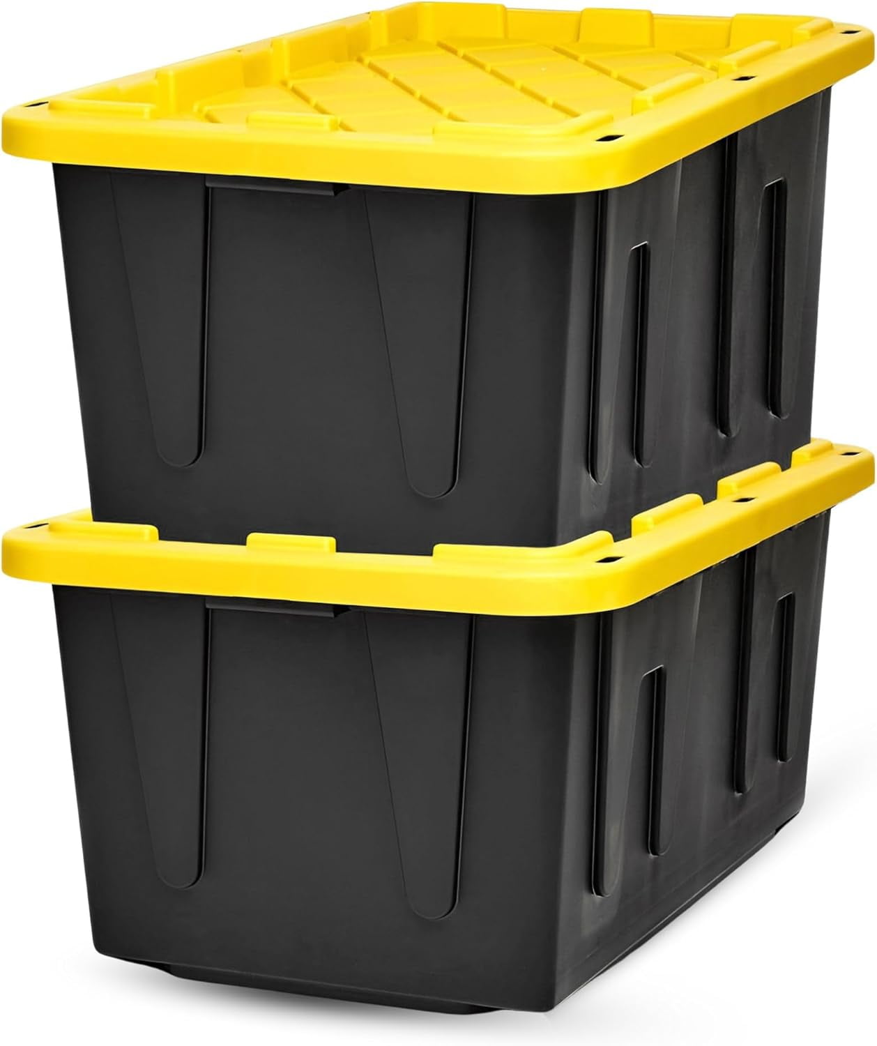 HOMZ 2-Pack Durabilt, Heavy Duty Plastic Storage Bins with Lids, 27 ...