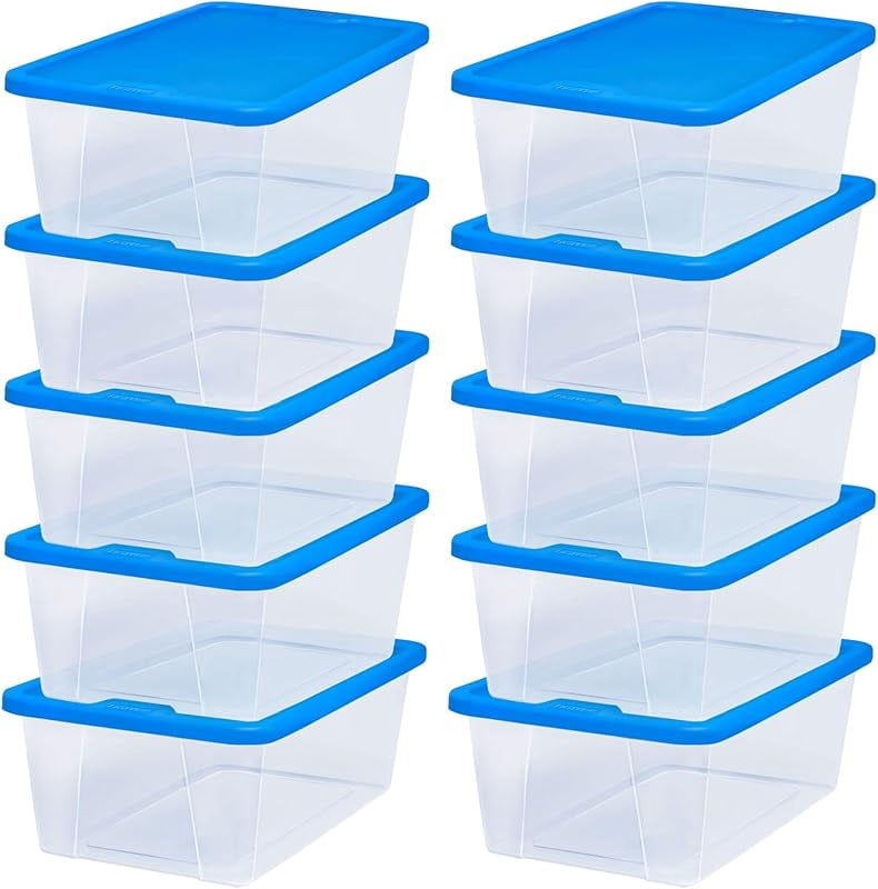 HOMZ 2-Pack Snaplock, Small Clear Plastic Storage Bins with Lids, 28 ...