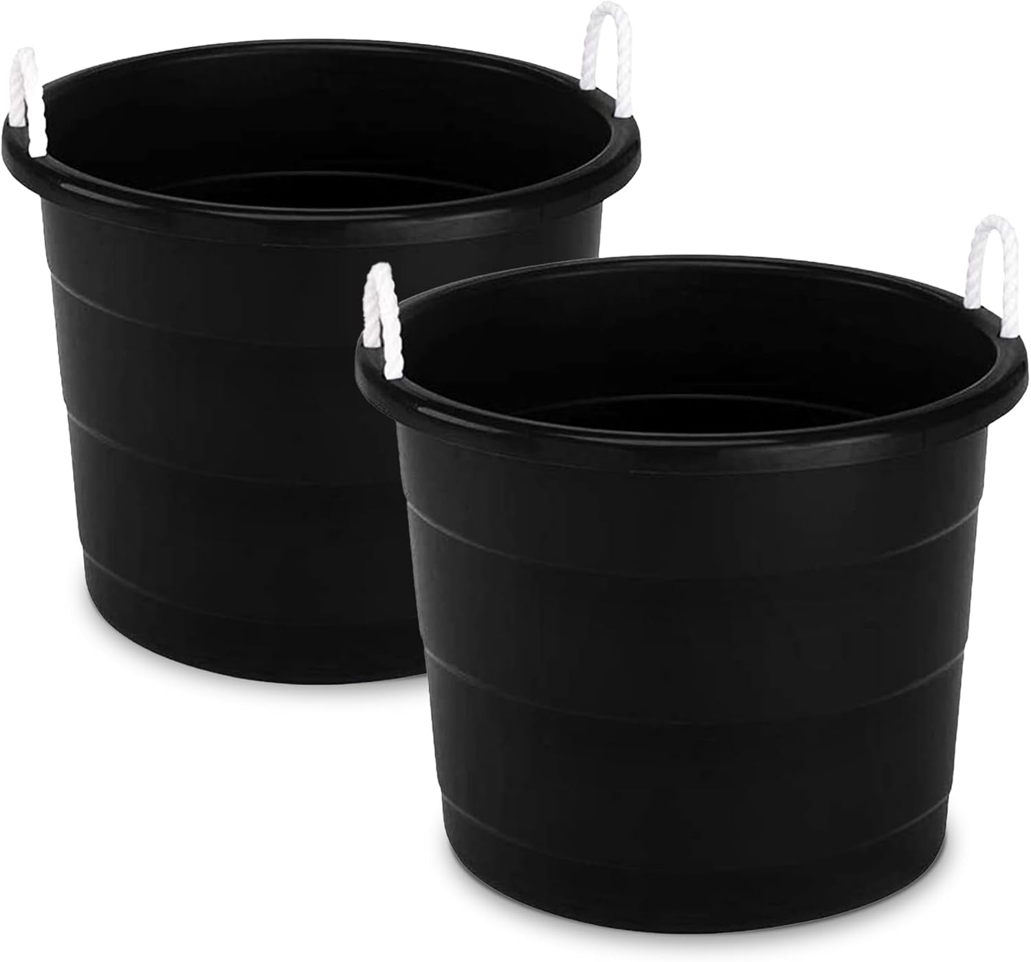 HOMZ 2-Pack Utility Tub, Large Plastic Storage Bucket with Rope Handles ...