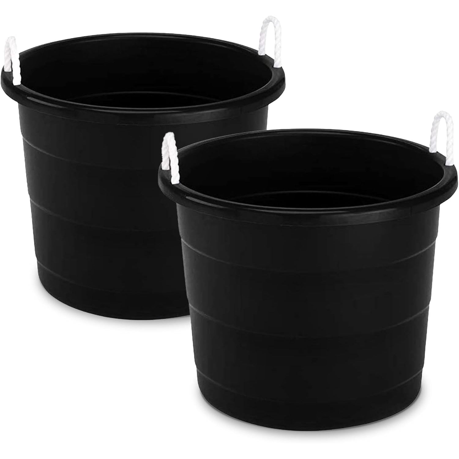 HOMZ 2-Pack Utility Tub, Large Plastic Storage Bucket with Rope Handles ...