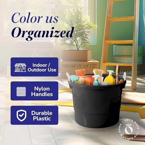 HOMZ 2-Pack Utility Tub, Large Plastic Storage Bucket with Rope Handles ...