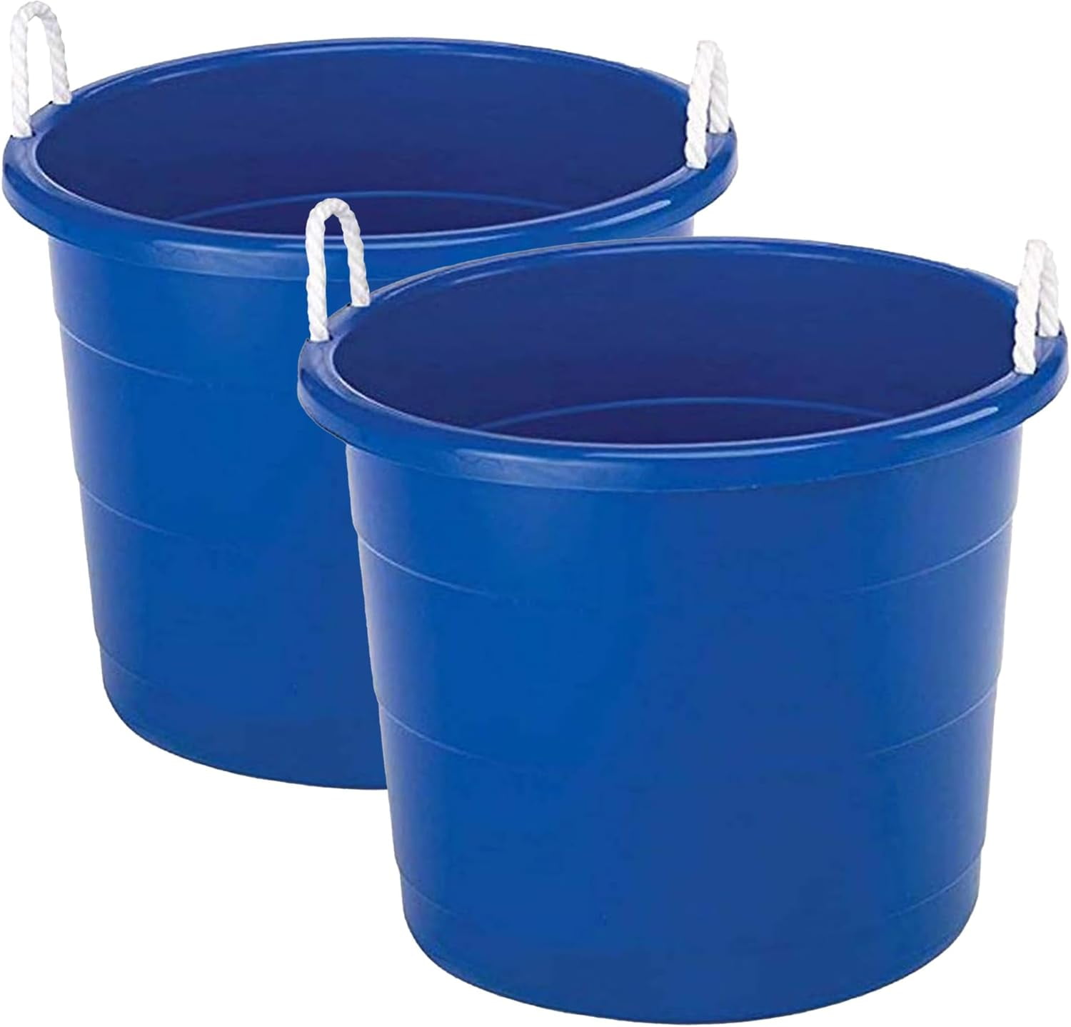 HOMZ 2-Pack Utility Tub, Large Plastic Storage Bucket with Rope Handles ...