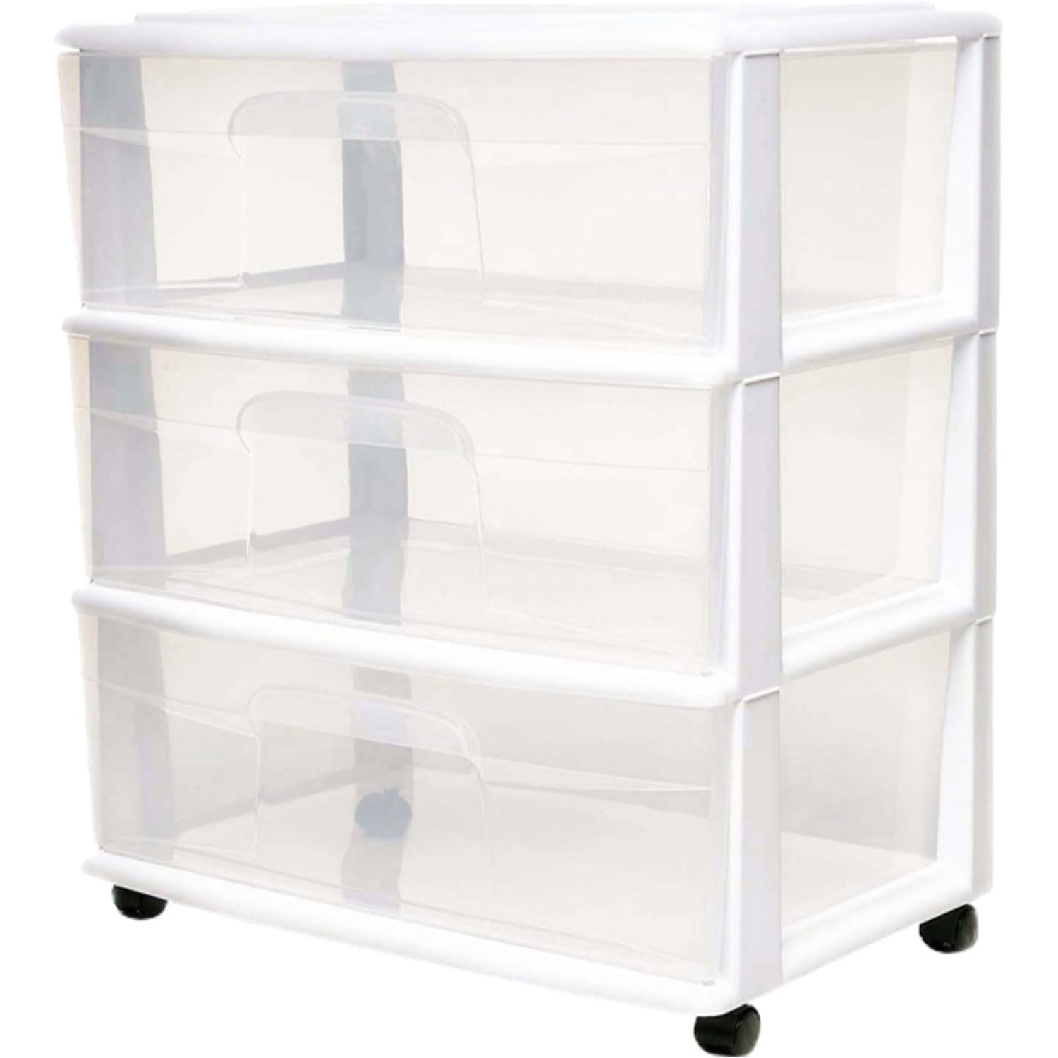 HOMZ 3 Drawer Plastic Storage Organizer Cart with Removeable Wheels ...