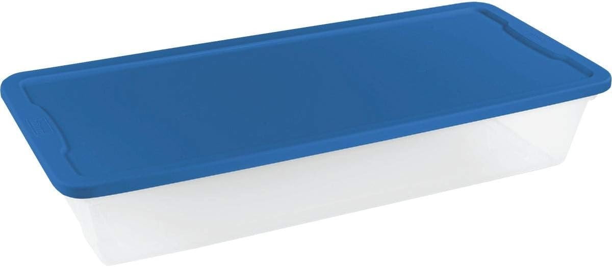 HOMZ Solid Print Plastic 41 Qt Under Bed Storage Container, Clear ...