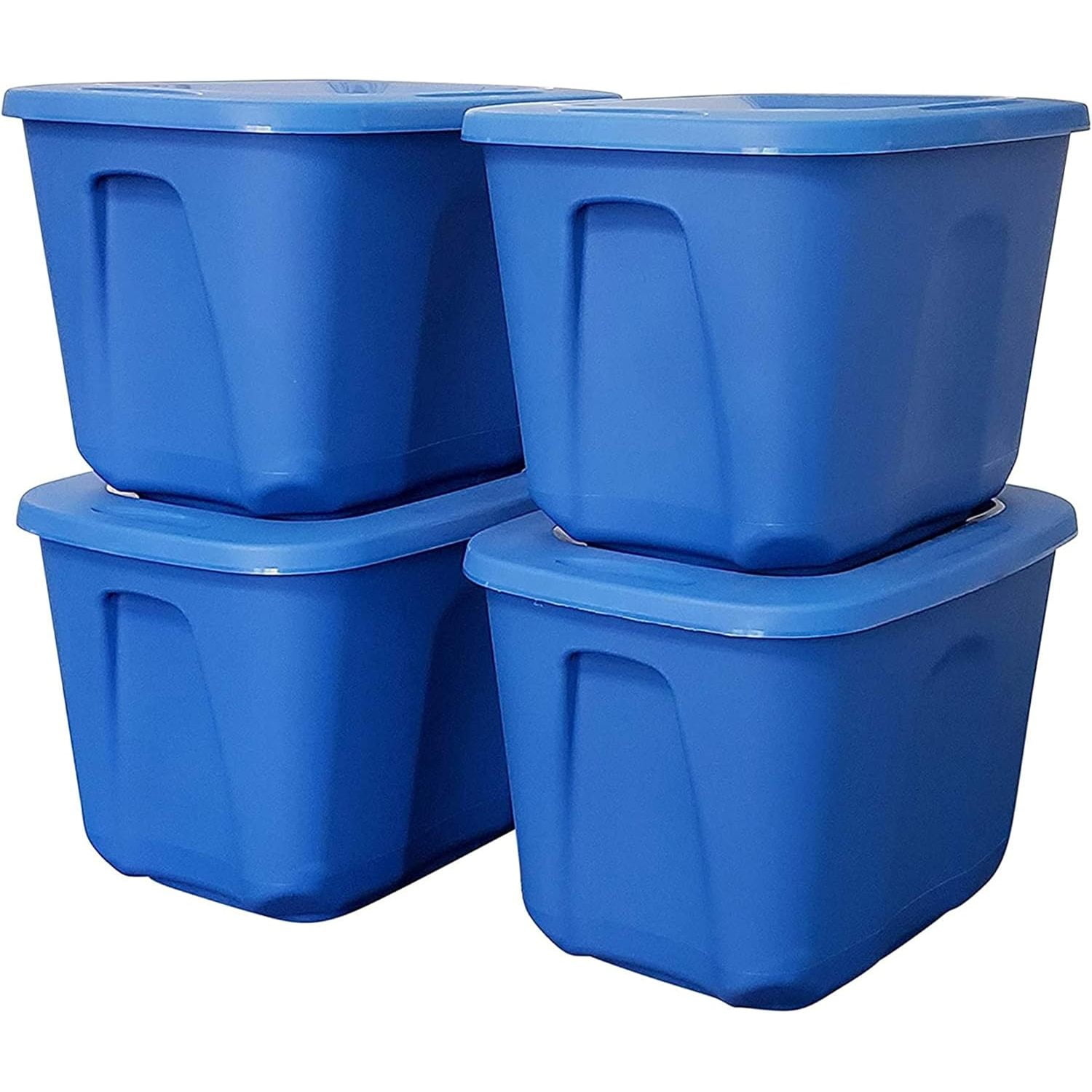 HOMZ 4 Pack Plastic Storage Bins, Garage Container Totes w/Lids, 10 ...