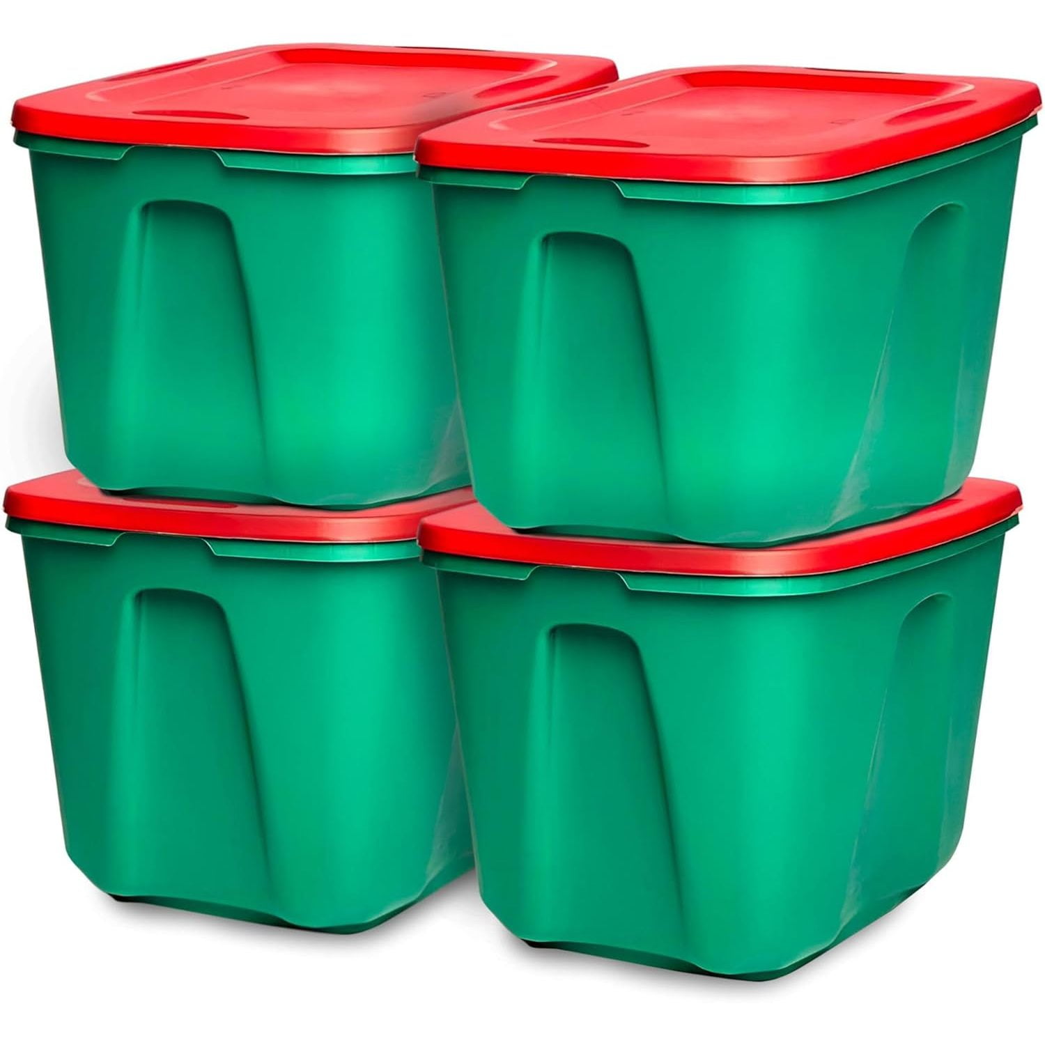 HOMZ 4-Pack Seasonal Holiday, Heavy Duty Storage Organizer Bins, 18 ...