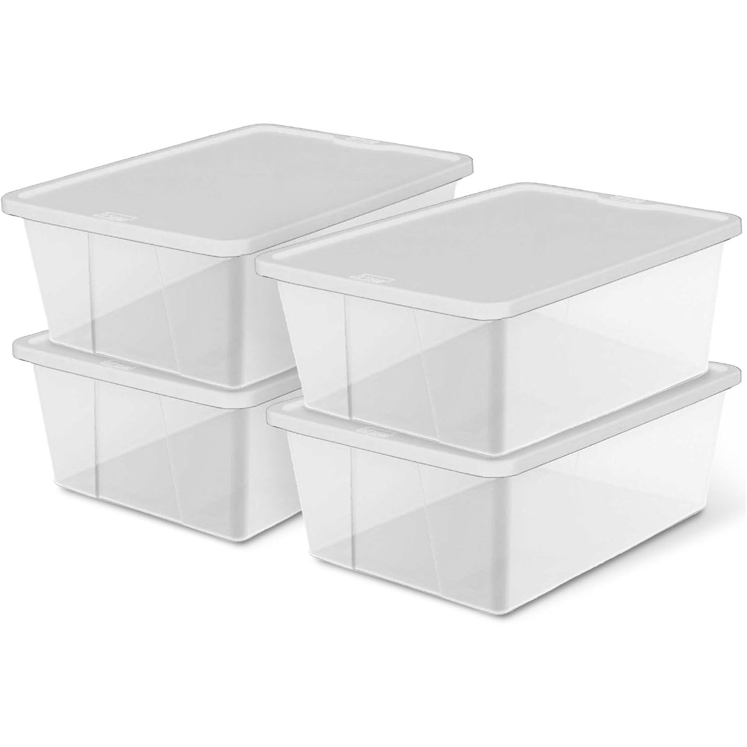 HOMZ 4-Pack Snaplock, Small Clear Plastic Storage Bins with Lids, 12 ...