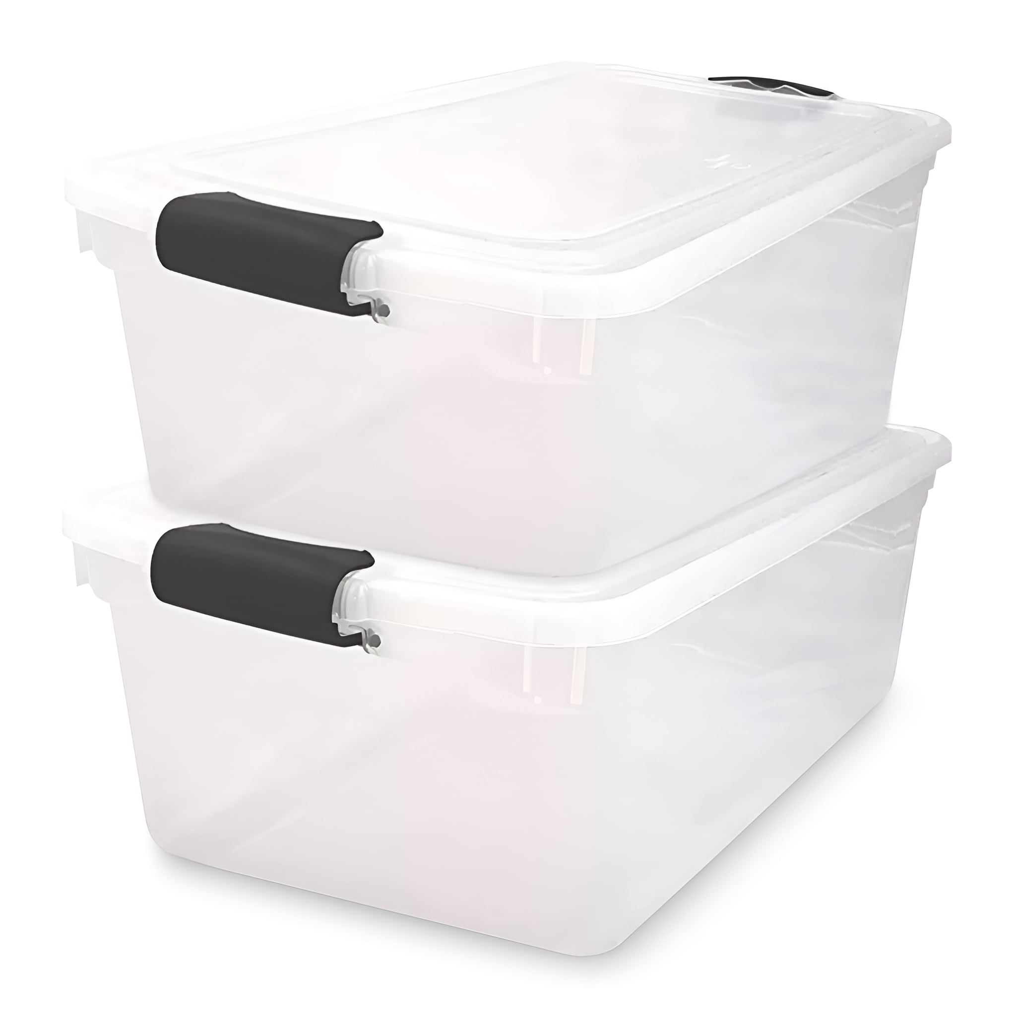 HOMZ 64-Quart Clear Plastic Stackable Storage Bin with Lid, 2 Pack ...