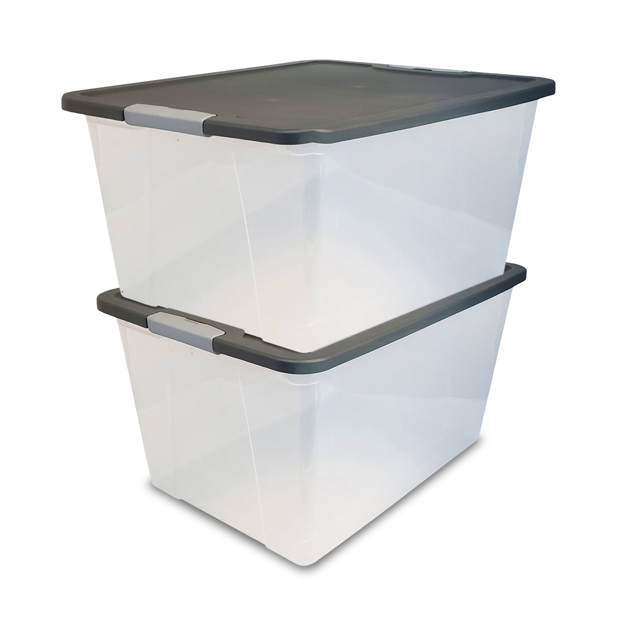 HOMZ 64-Quart Clear Plastic Stackable Storage Bin with Lid, 2 Pack ...