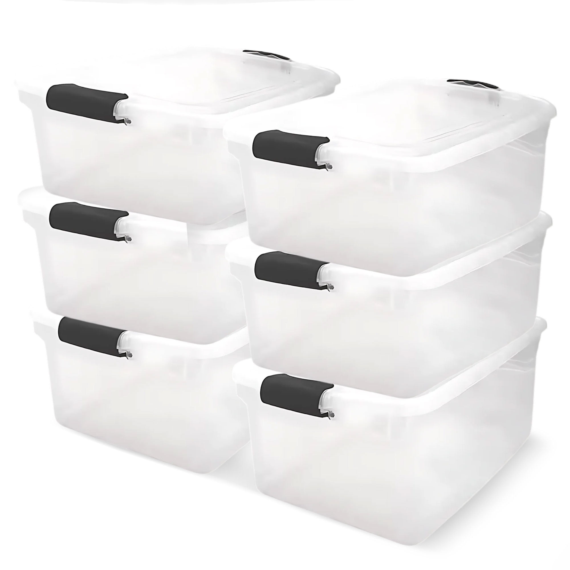 HOMZ 64-Quart Clear Plastic Stackable Storage Bin with Lid, 6 Pack ...