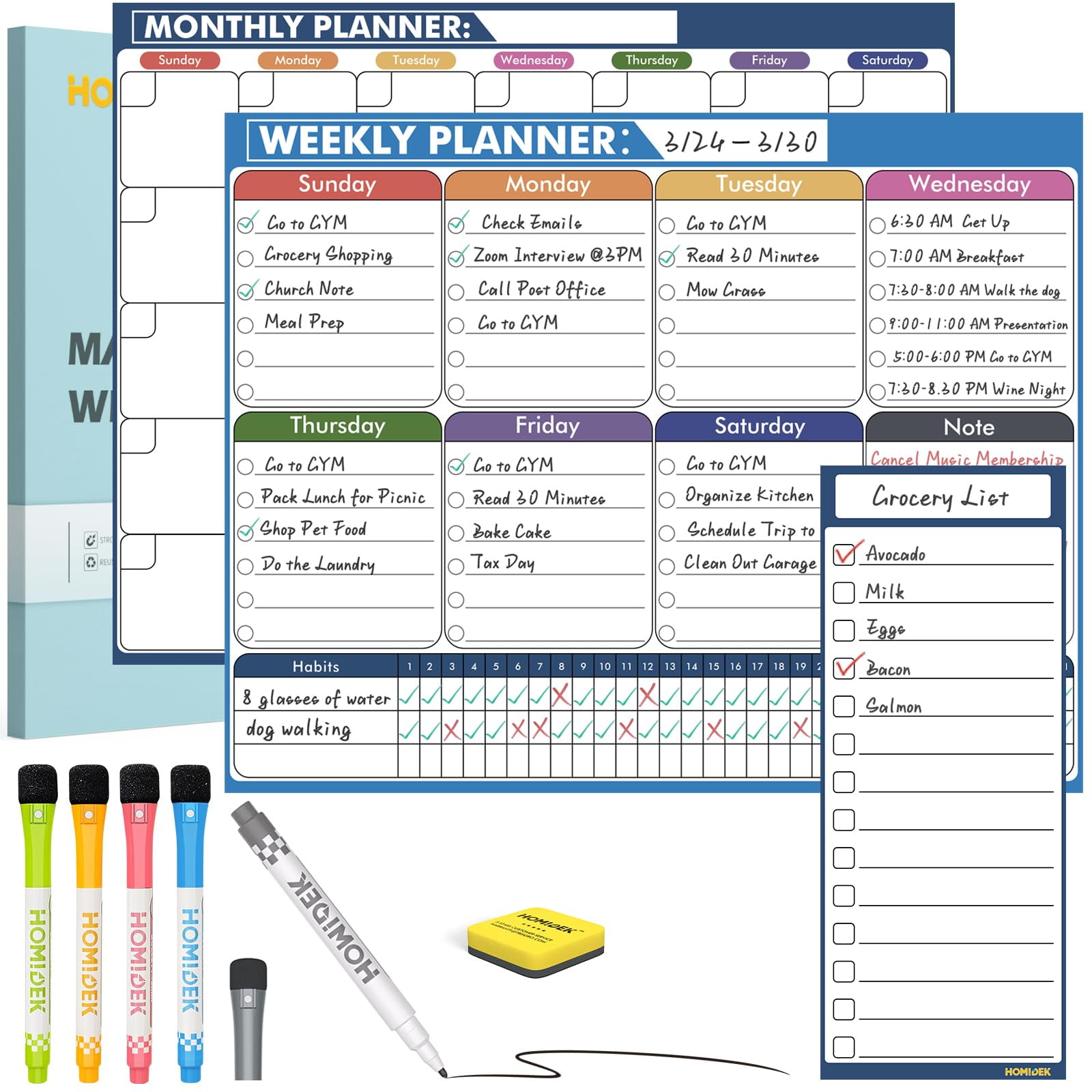 HOMiDEK Magnetic Calendar for Refrigerator - Fridge Whiteboard Calendar ...