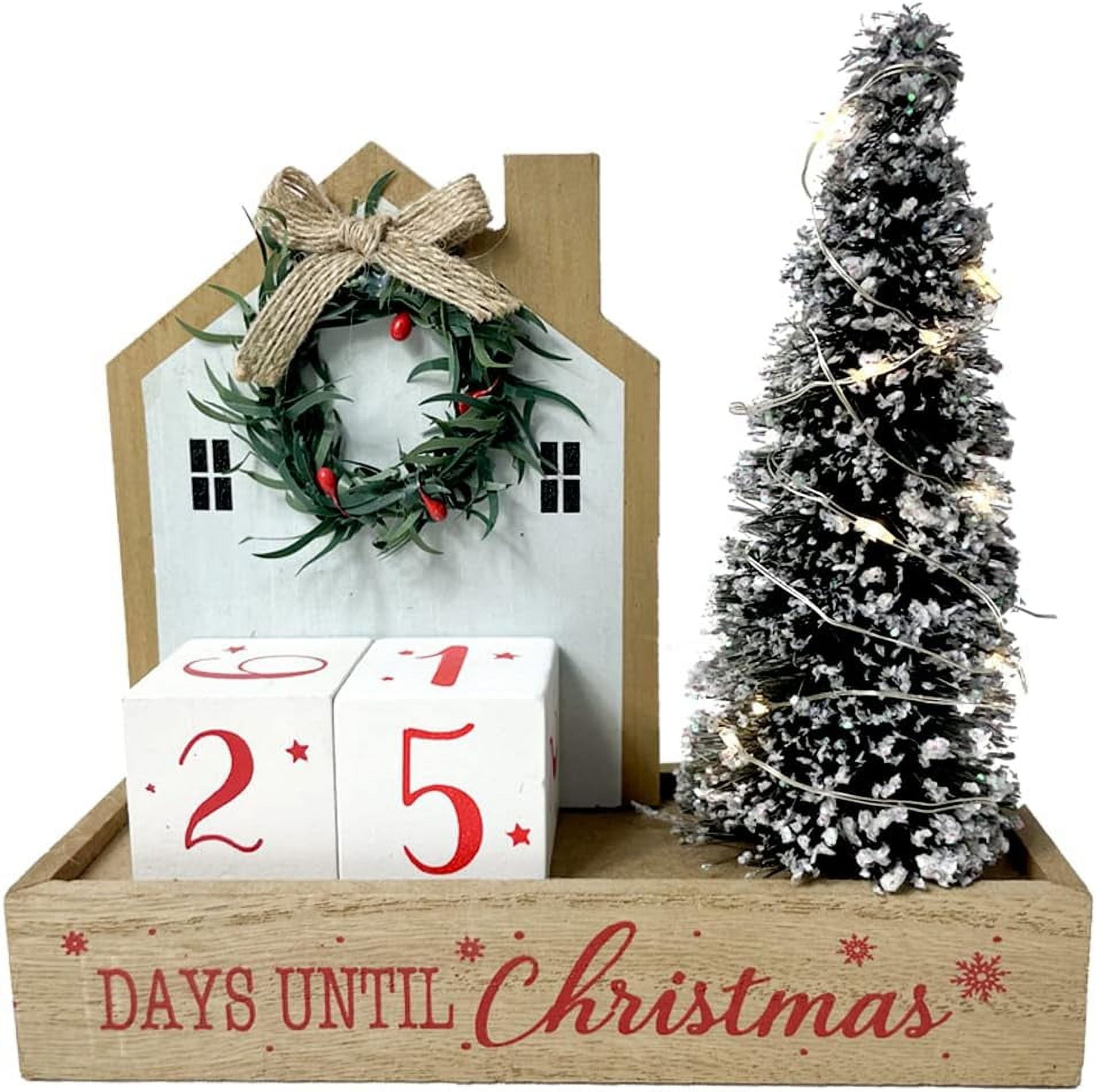 HOMirable LED Lighted Christmas Tree Countdown Block, 32 Days Advent ...