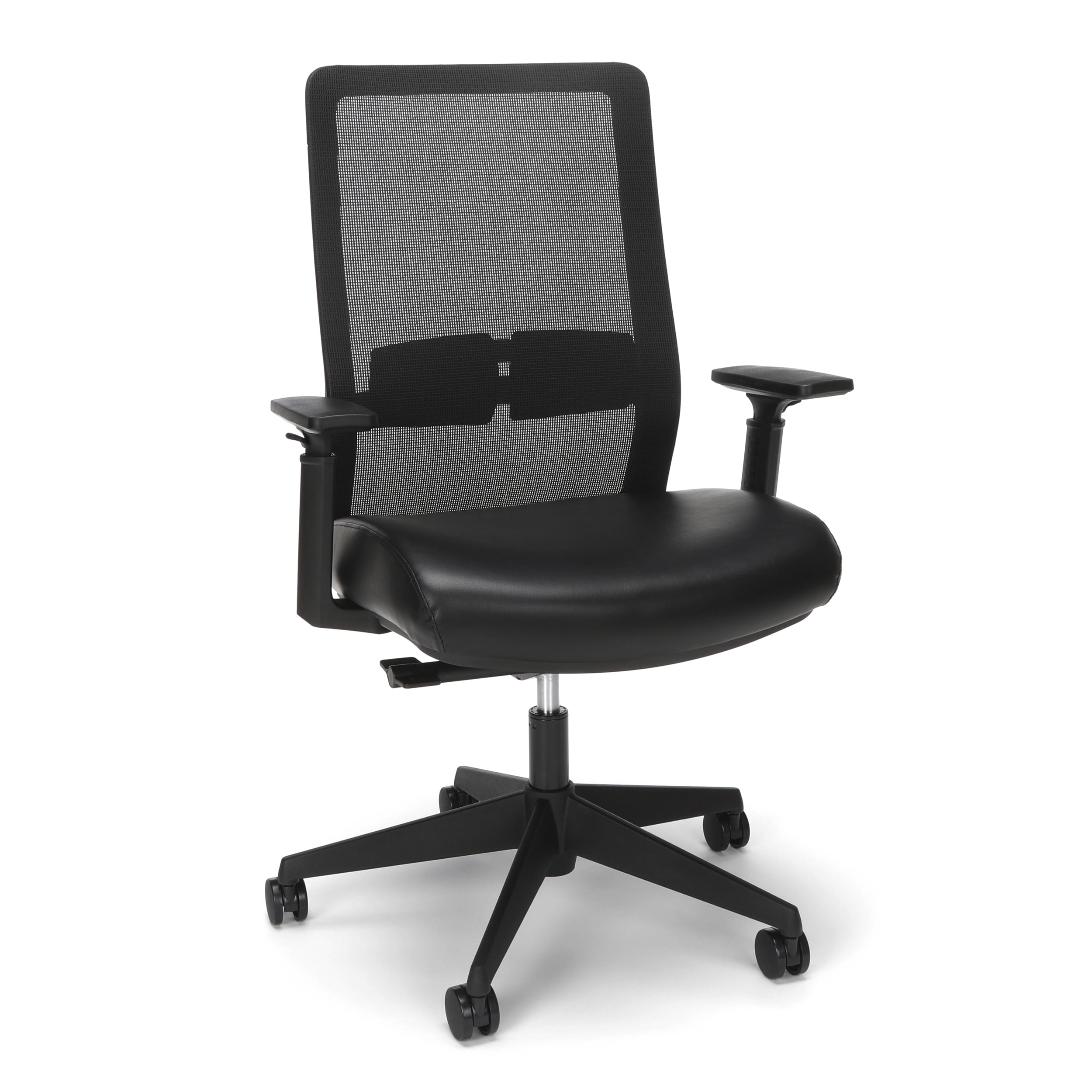 HON Basyx Biometryx Commercial-Grade Mesh Back with Bonded Leather Seat ...
