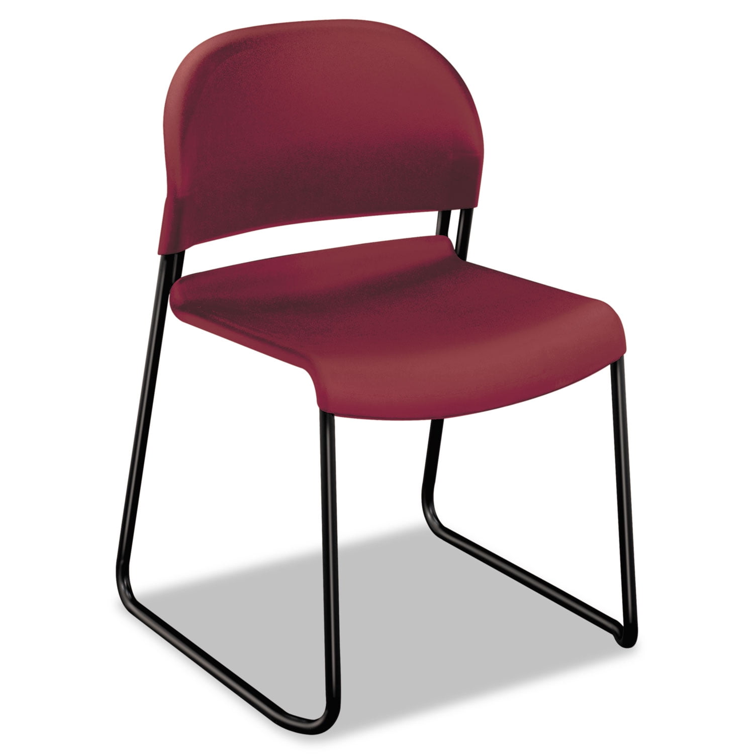 HON GuestStacker High Density Chairs, Mulberry Seat/Back, Black Base, 4 ...
