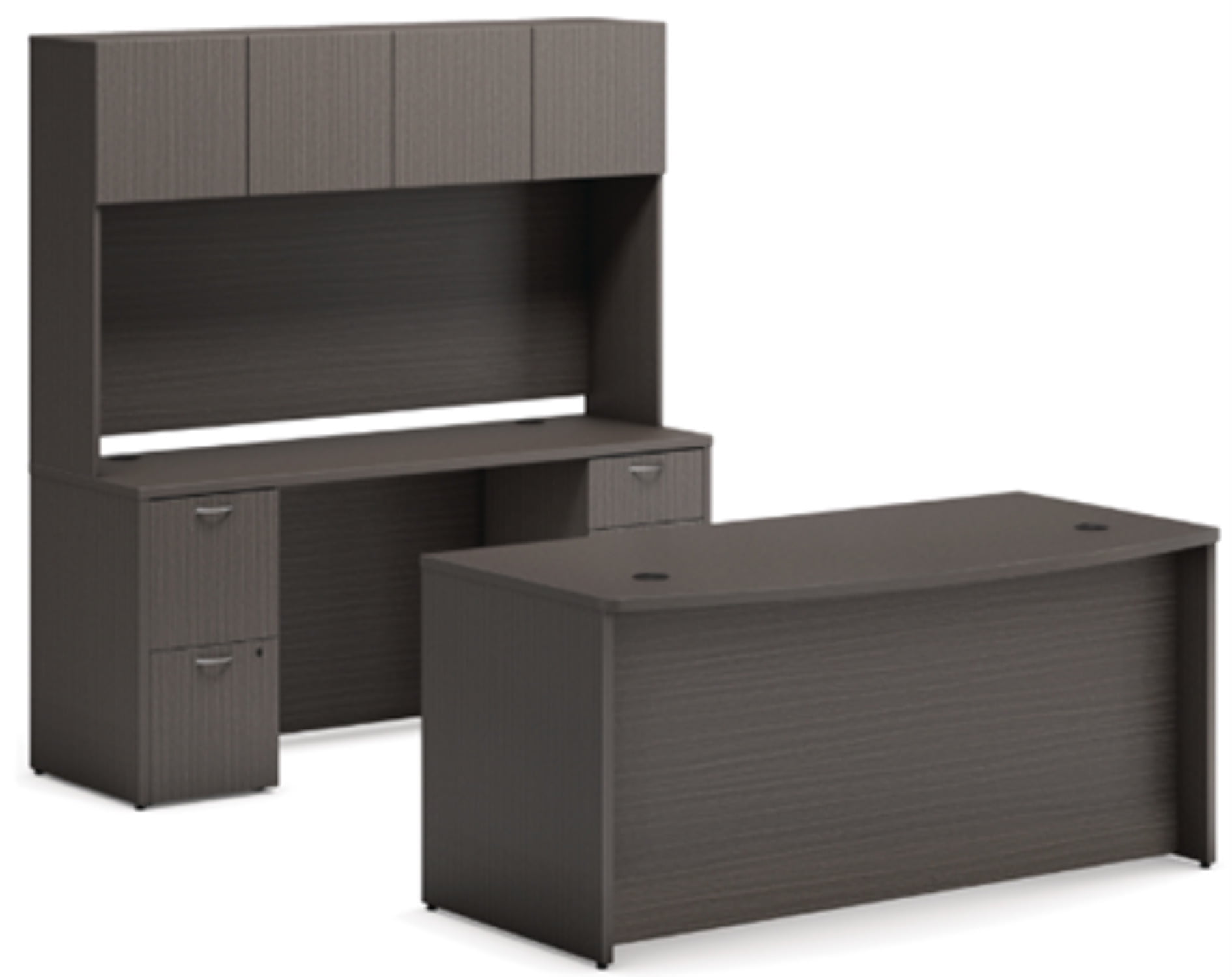 HON Mod 72"W X 96"D Office Suite with Hutch and Bow Front Desk ...