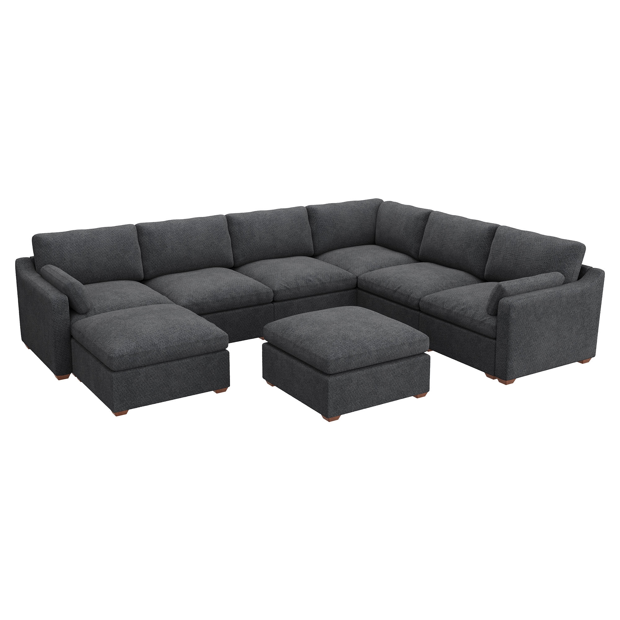 HONBAY 135" Deep Seat Modular Sectional Down-Filled U-Shaped Cloud Sofa for Living Room, Grey ...