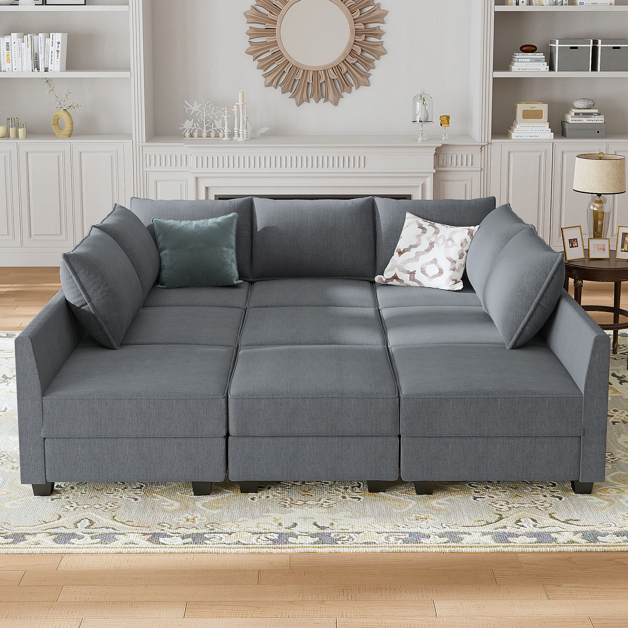 HONBAY 87" Oversized Modular Sectional Sofa Bed with Storage for Living ...