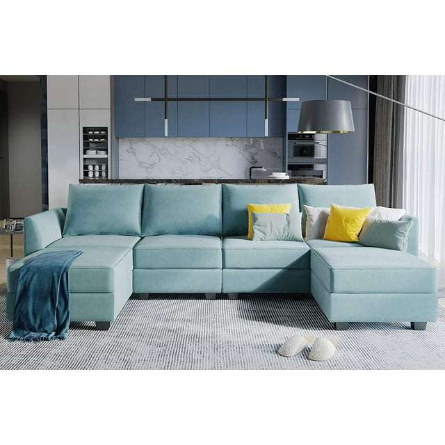 HONBAY Convertible Modular Sofa for Living Room, U-Shaped Couch with ...