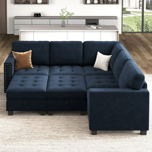 HONBAY Convertible Oversized Sleeper Sectional Sofa Sets with Storage ...