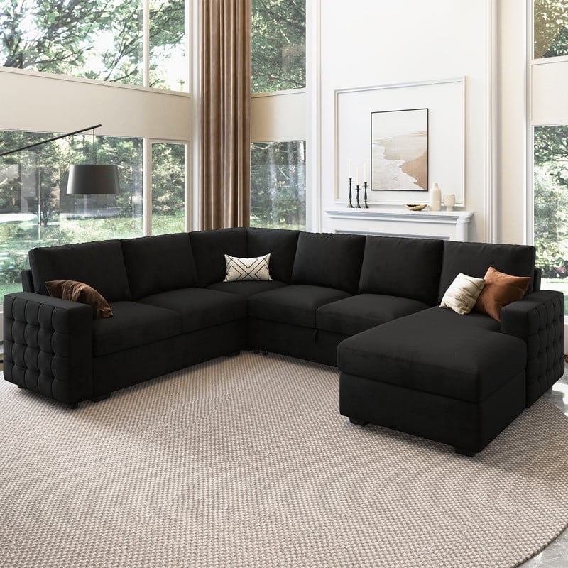 HONBAY Corner Pull Out Sofa Bed Convertible Sleeper Sofa Couch with ...