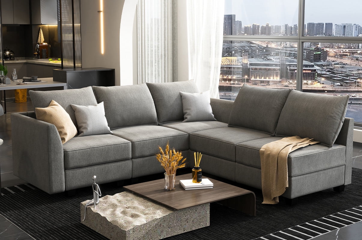 HONBAY Modern Cozy Modular Couch with Storage Space for Living Room ...