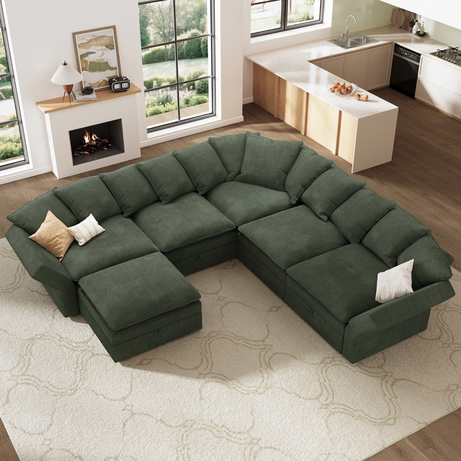 HONBAY Modular Sectional Cloud Sofa Large U-Shape Couch with Storage ...