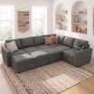 Honbay, Modular Convertible Sectional Sofa Bed, with Storage, Velvet U ...