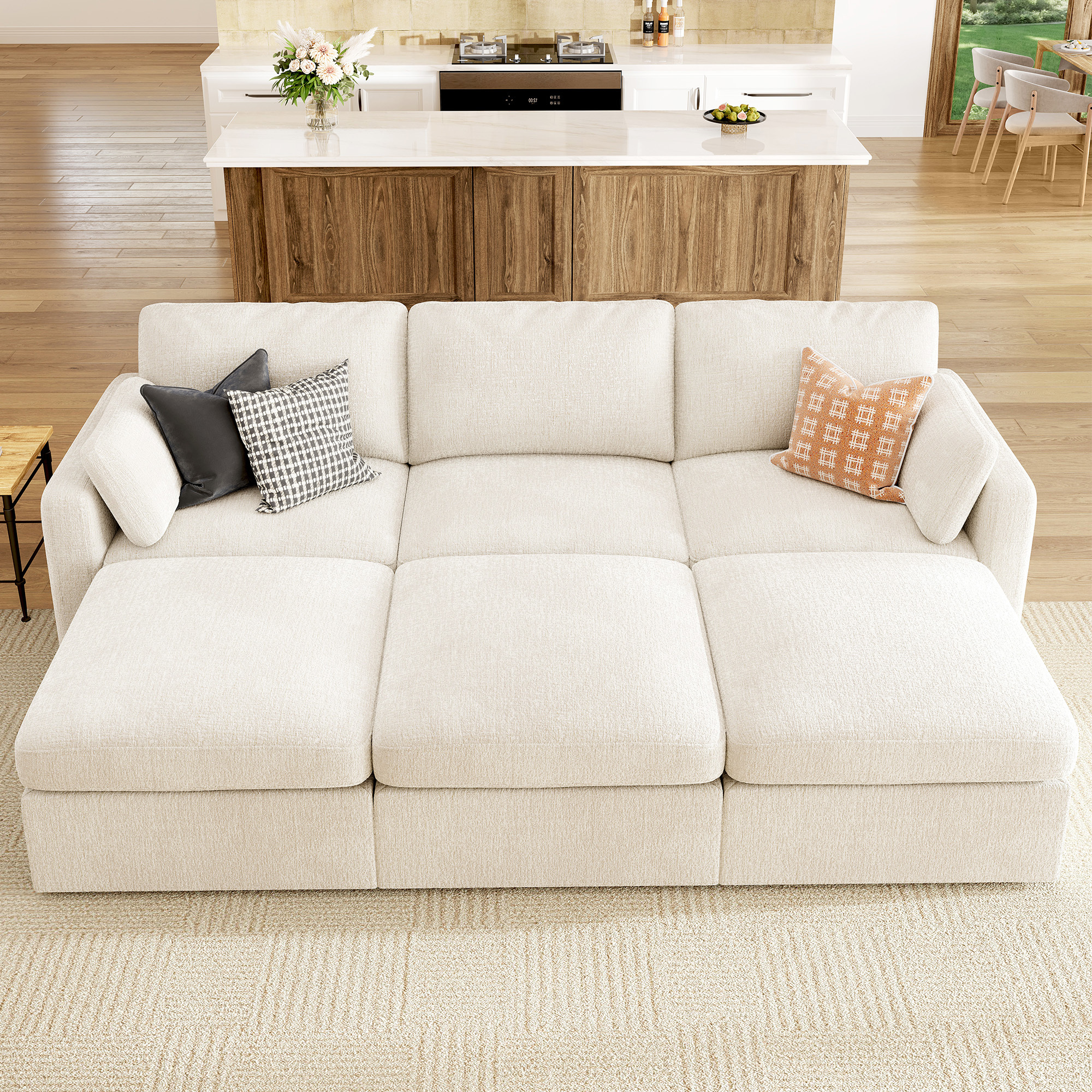 HONBAY Sectional Sleeper Sofa with Storage Oversized Chenille ...