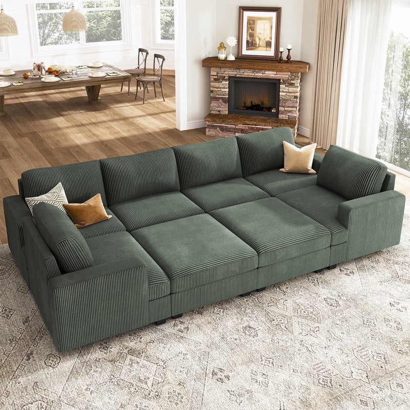 HONBAY Modular Sleeper Sofa Bed with Storage, Corduroy Fabric & Easy ...
