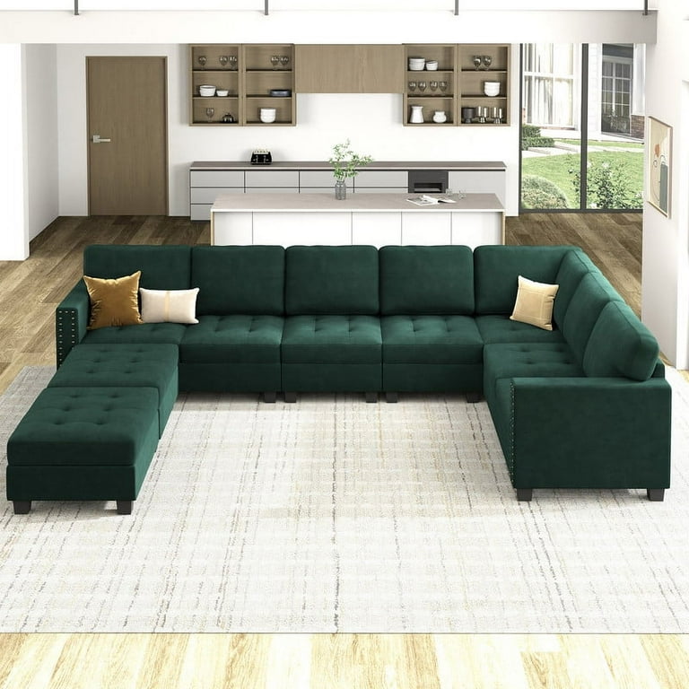 Green tufted sectional store