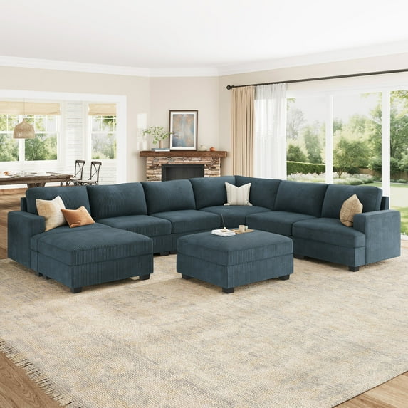 Honbay U Shaped Modular Sectional Sofa Set Convertible Oversize