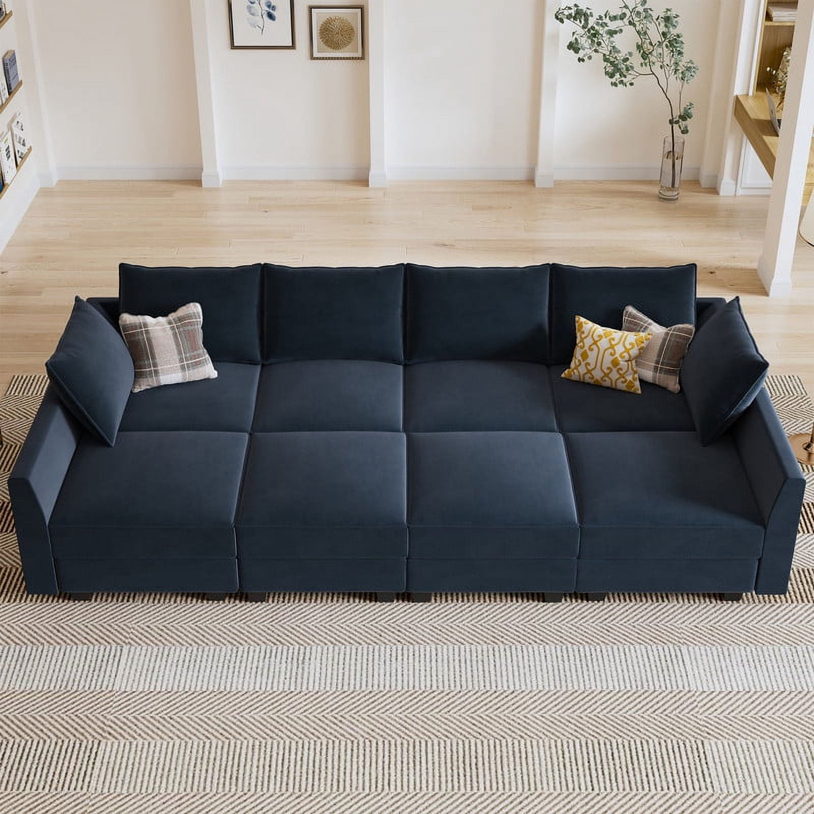 HONBAY Velvet Upholstered Couch Storage Sofa Couch for Living Room ...