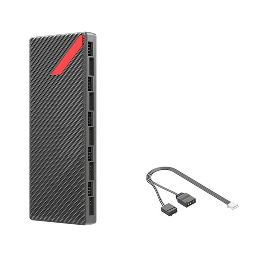 HONCLL 10 Port Fan HUB Computer Fan Splitter 4Pin ARGB 5V 3Pin PWM with ...