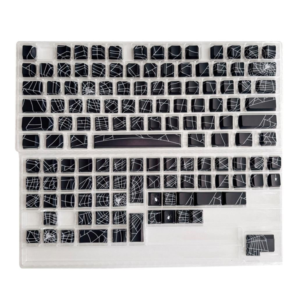 HONCLL 130pc/set PBT Keycaps With Side Printed Spiders Web Design For ...