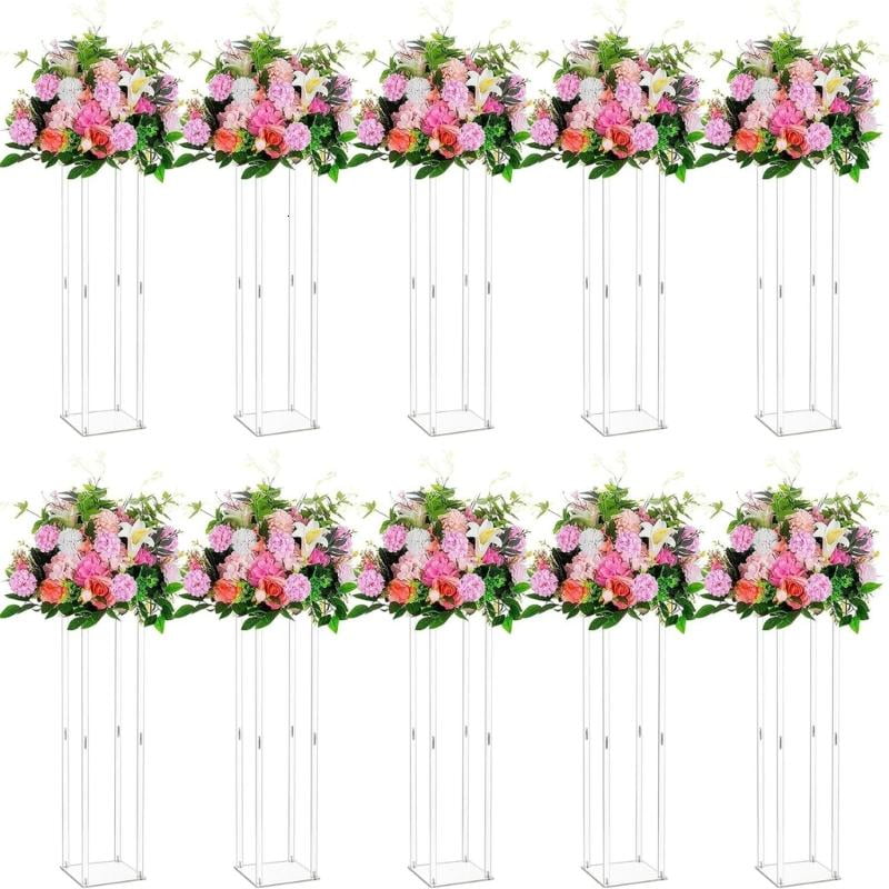 HONCLL Acrylic Flowers Floor Vase Clear Centerpiece Holder Column ...